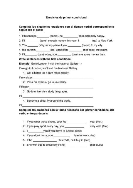 First and second conditionals.pdf resuelto | PDF