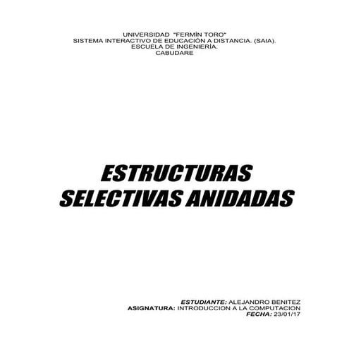 Ejercicios Estructuras Selectivas Anidadas | PDF