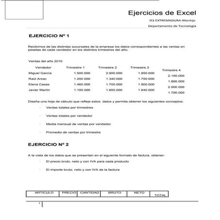 Mas Ejercicios Excel | PDF