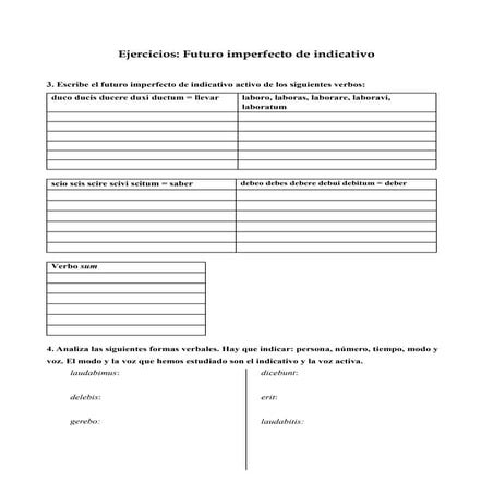 Ejercicios Futuro Imperfecto Indicativo Latin | PDF