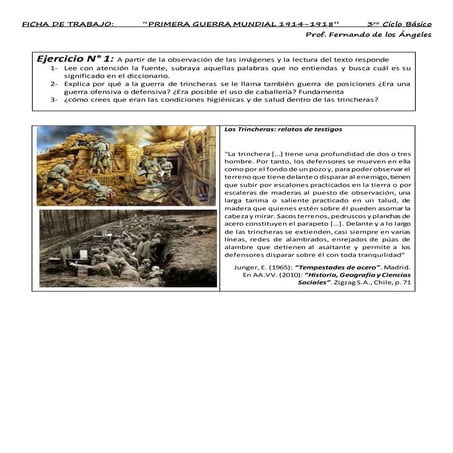 Hojas De Trabajo De La Primera Guerra Mundial Primera Guerra