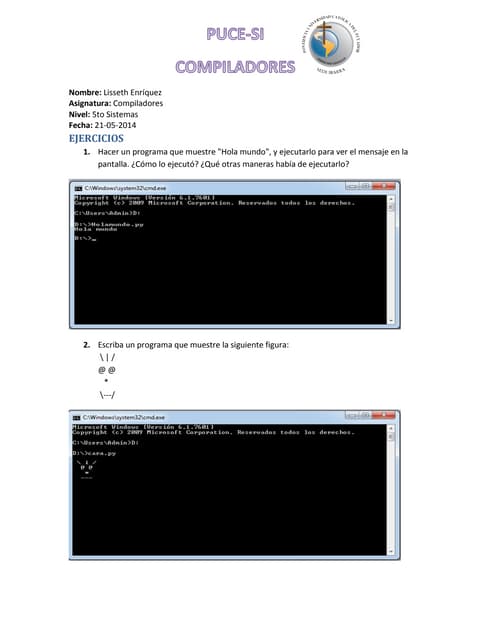 Compiladores ejercicios en python | PDF