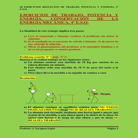 Hoja De Trabajo De Energía Cinética Y Potencial De Cuarto Grado