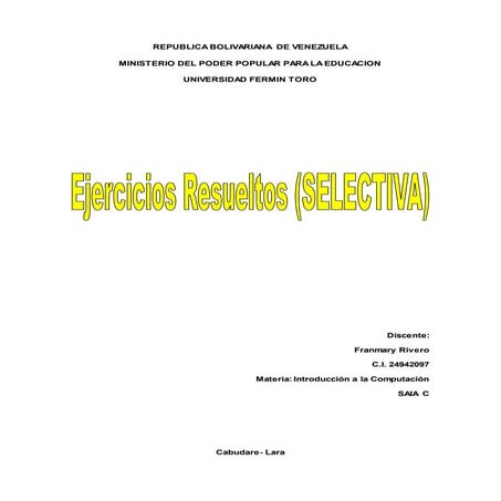 Ejercicios Algoritmos Selectivos | DOCX