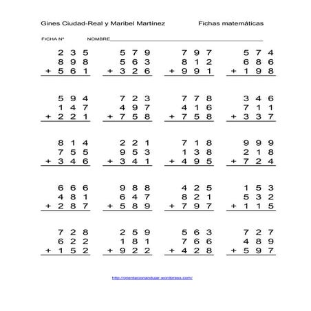 Ejercicios sumas | PDF
