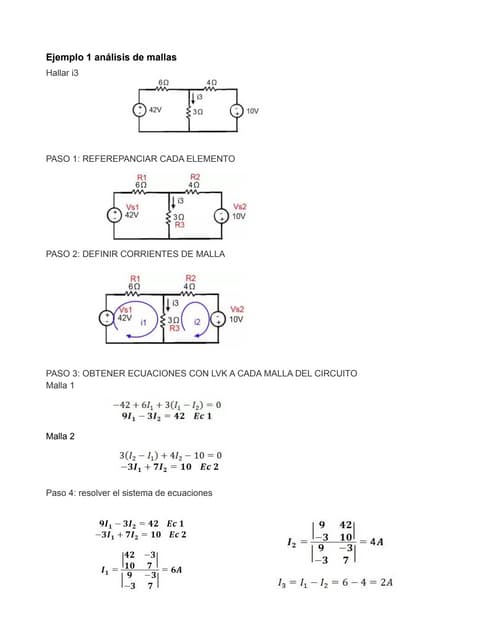 Ejercisio Resuelto 1 Analisis Metodo De Mallas Pdf