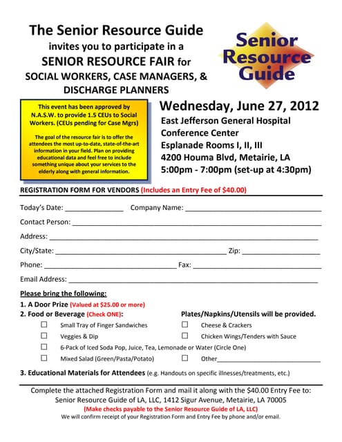 Vendor flyer for senior resource fair | PDF