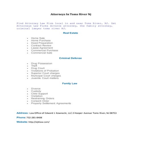 Attorneys In Toms River Nj | DOCX