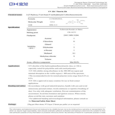 Uv 326 tinuvin 326 cas 3896-11-5 tds baoxu chemical additivesforpolymer ...