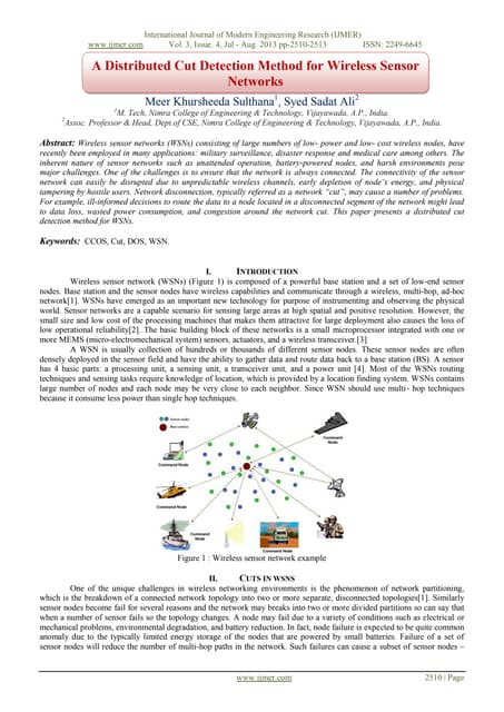 Cut Detection in Wireless Sensor Network | PDF