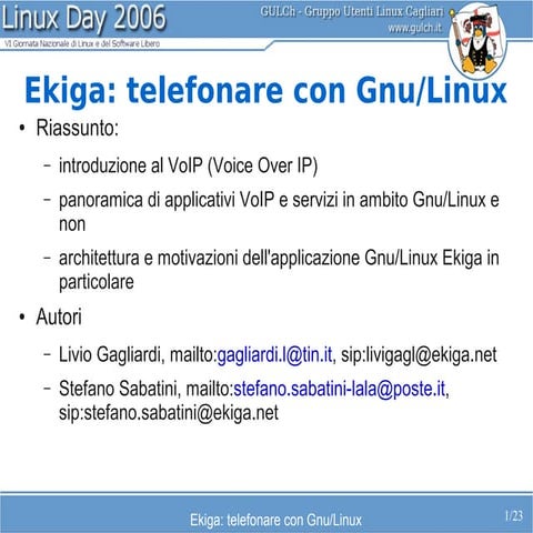 Ekiga - telefonare con GNU/Linux | PPT