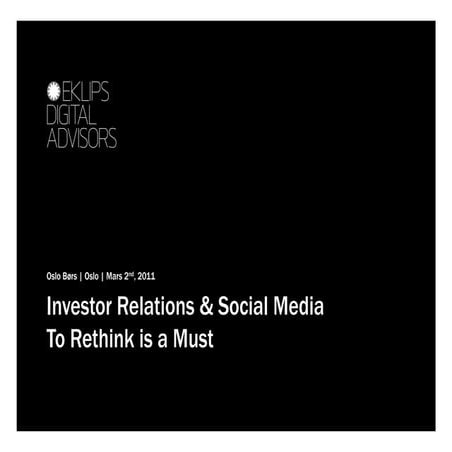 Eklips - Investor Relations and Social Media | PDF
