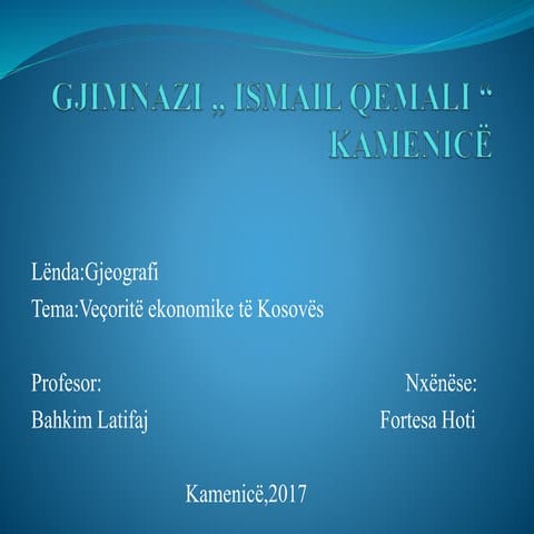 Vecorite ekonomike te Kosoves | PPTX
