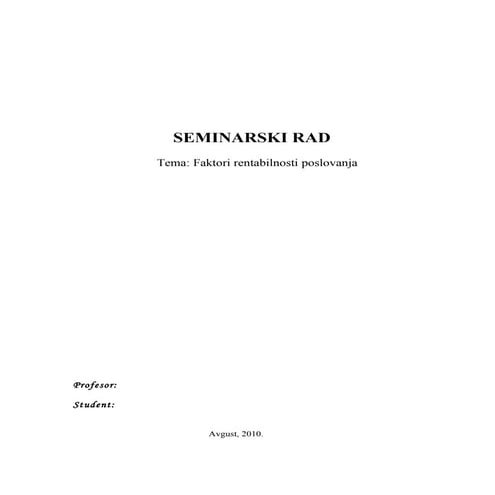 Ekonomike preduzeca rentabilnost-ek | DOC