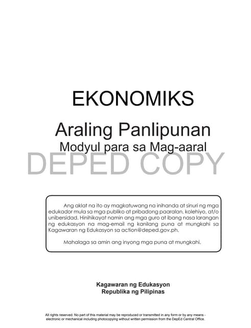 Ekonomics for Grade 9 Students | PPTX