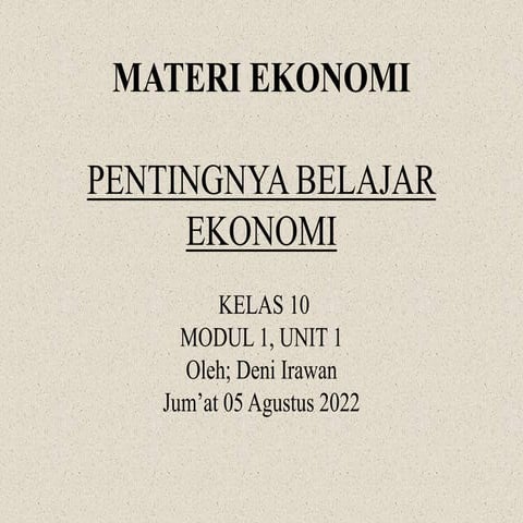 Ekonomi Modul 1unit 1 Pptx
