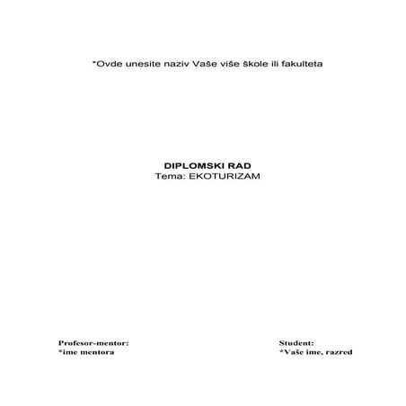 Ekoturizam diplomski rad | DOC