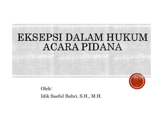 Hukum acara perdata - Jawaban tergugat, eksepsi, dan rekonvensi (Idik Saeful Bahri) | PPT