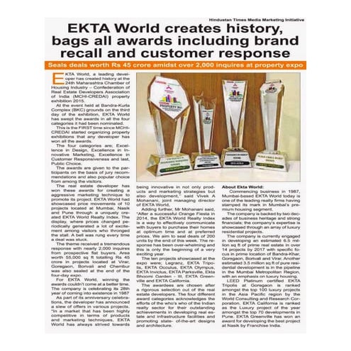 EKTA World creates history | PDF