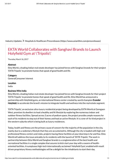 EKTA World creates history | PDF