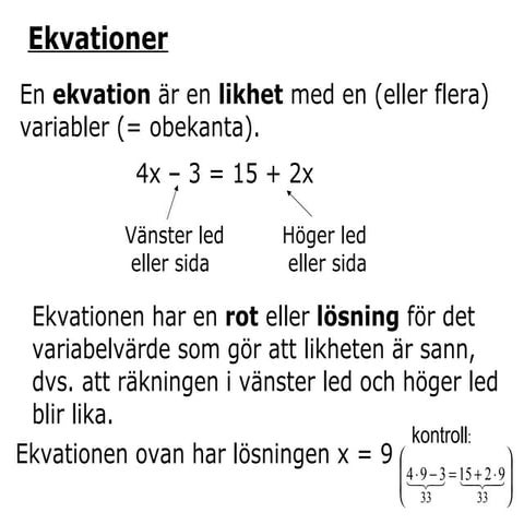 Ekvationer | PPT