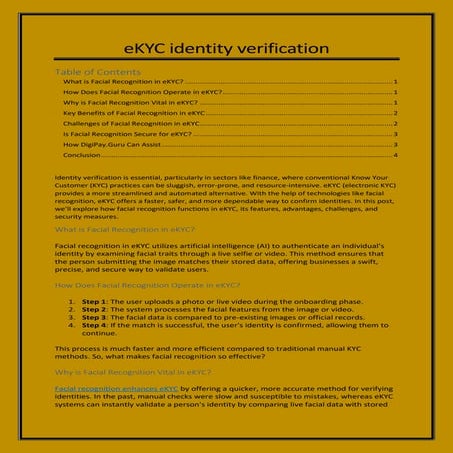 eKYC identity verification for face recognition | PDF