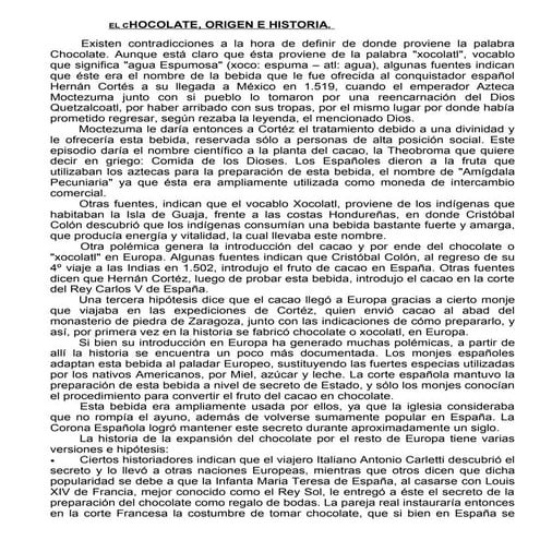 El Chocolate, Origen E Historia[1]. | PDF