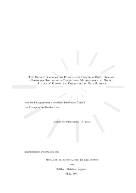 The Effectiveness Of An Enrichment Program Using Dynamic Geometry