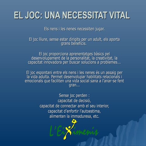 El joc a la segona etapa d'educació infantil | PPT