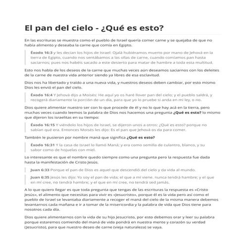 El pan del cielo - ¿Qué es esto? | PDF