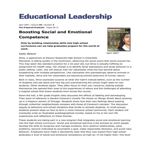 Boosting Social and Emotional Confidence | PDF