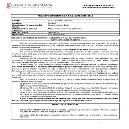 Projecte esportiu | PDF