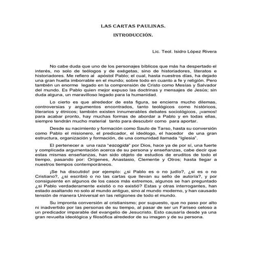 El Apostol Pablo Y Sus Epistolas Pdf