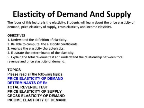 Lesson 4_Price Elasticity Demand and Supply | PPT