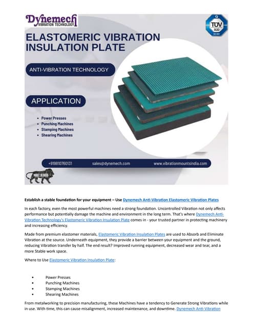 Dynemech Anti-Vibration Technology Vibration Insulation Pads | PDF