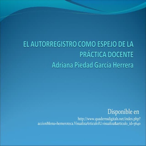 El Autorregistro Síntesis De Artículo Ppt