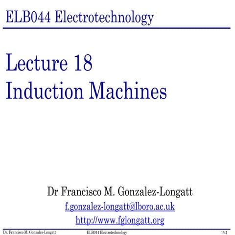 ELB044 Lecture 18. Introduction to Induction Machines | PDF