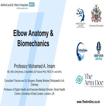 Elbow Anatomy & Biomechanics and related pathologies | PDF