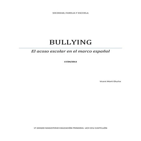 El bullying el acoso escolar en el marco español pdf | PDF
