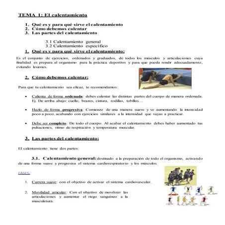 Ficha trabajo calentamiento | PDF