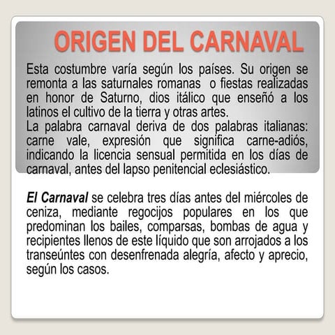 El Carnaval En El Ecuador | PPTX