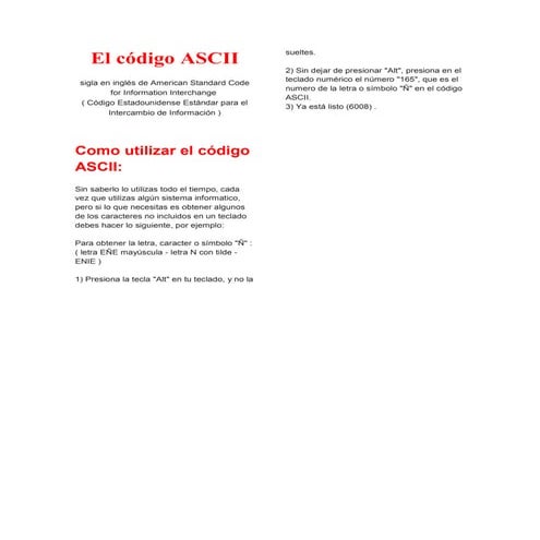 El código ascii | DOCX
