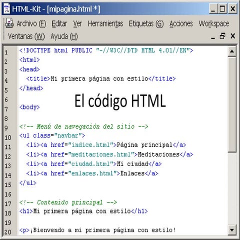 El código html | PPTX