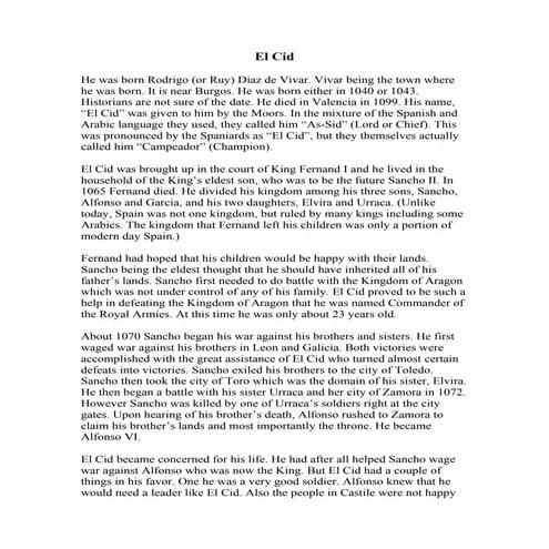 El cid | DOC | Genealogy and Ancestry | Hobbies & Interests