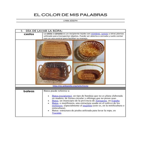 El color de mis palabras vocabulario | PDF
