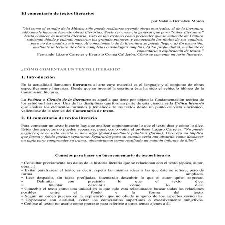 El comentario de textos literarios | DOC