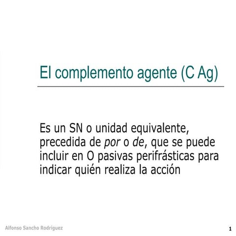 El complemento agente | PPT