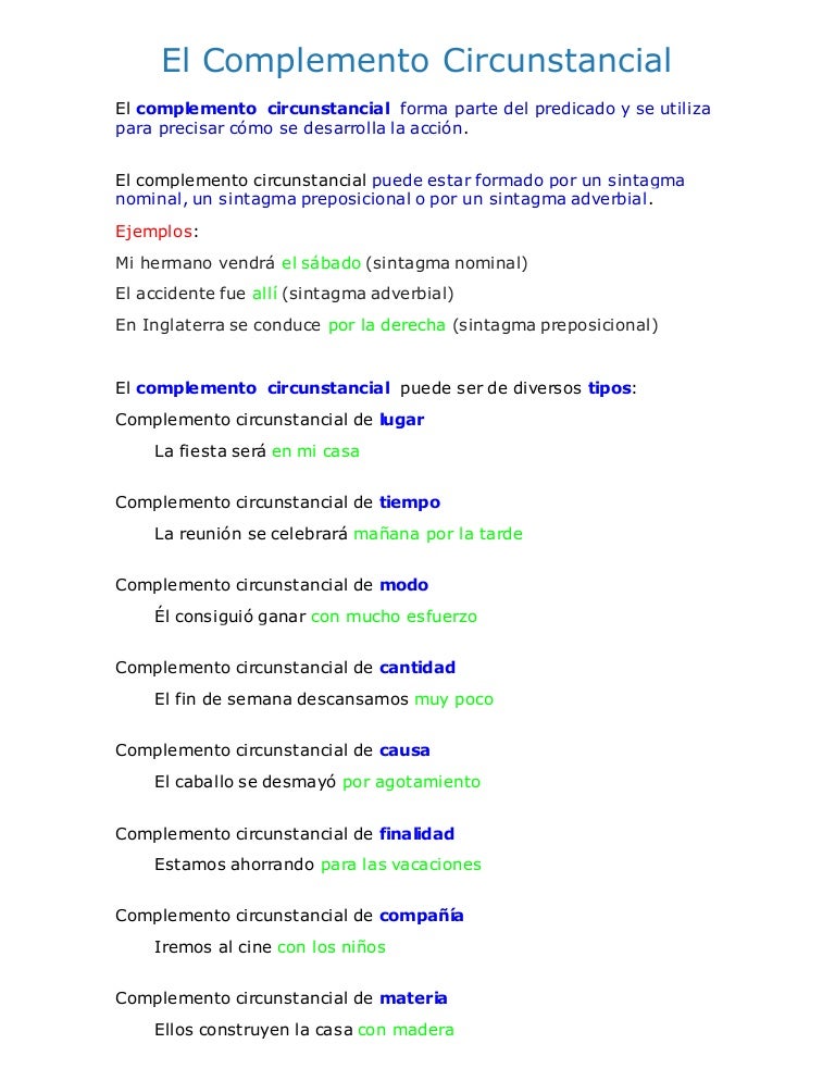 El complemento circunstancial