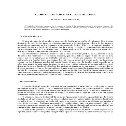 El concepto de familia en el derecho latino fanzolato | PDF
