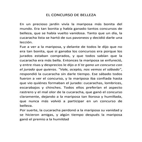 El concurso de belleza cuento | DOCX